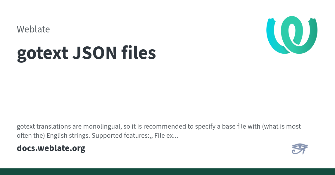 gotext JSON files - Weblate 2026.7 documentation